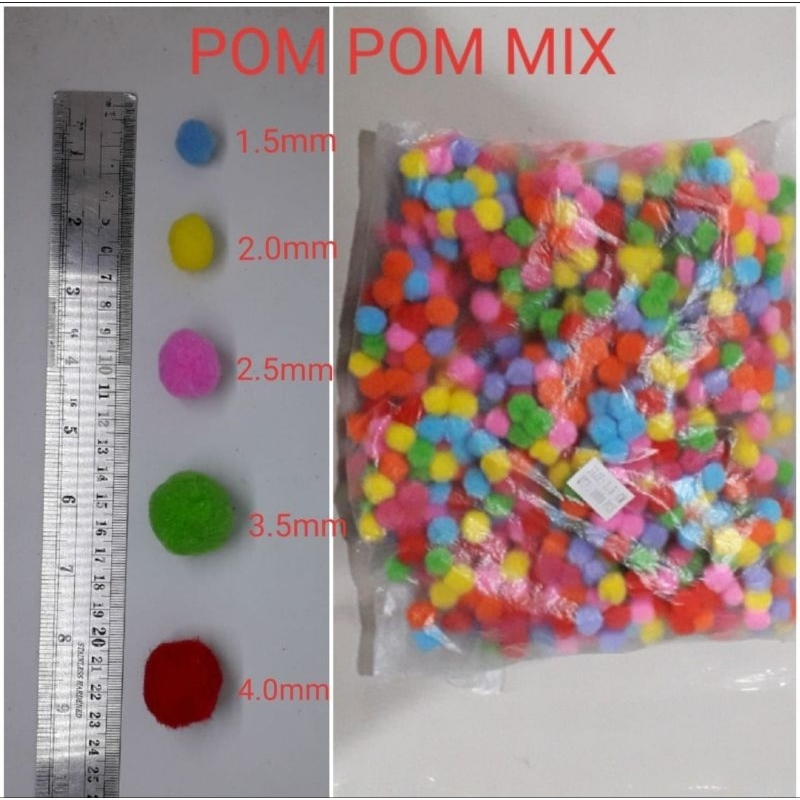 Jual POM POM BESAR 3.5CM / 4CM ( ISI:-/- 500PCS ) | Shopee Indonesia