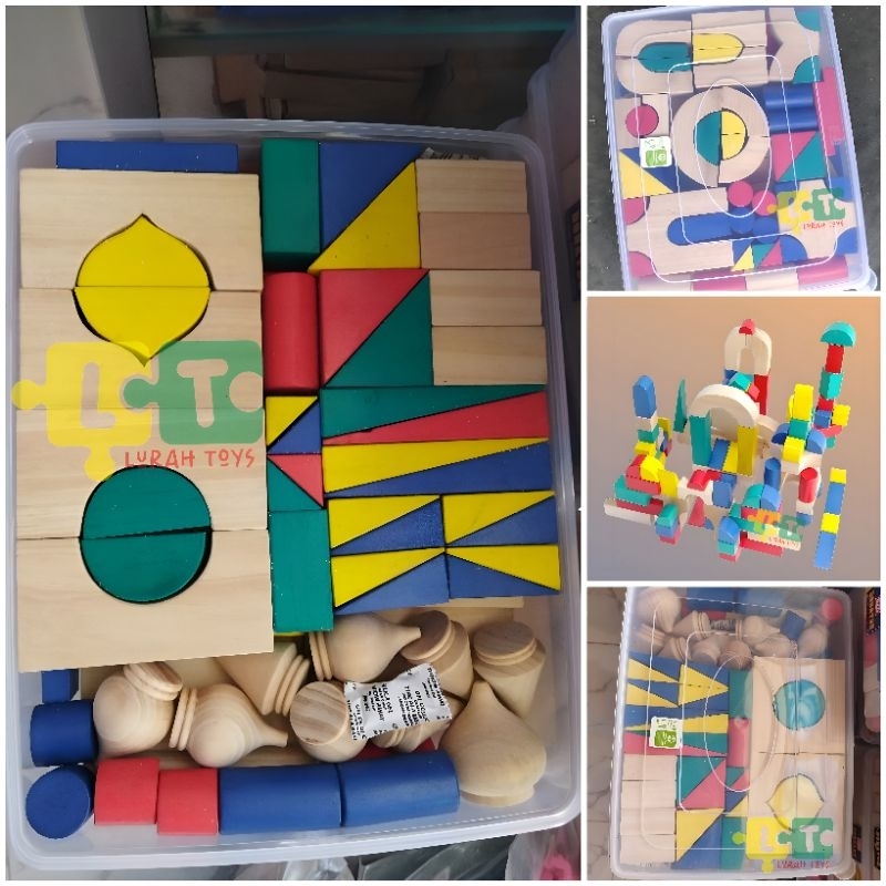 Jual PAKET Hemat Balok MASJID Mini dan Balok PDK Mini Kayu Pinus Warna ...