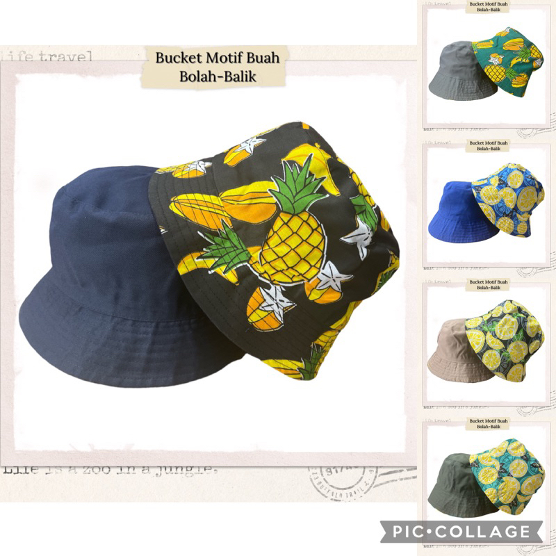 Jual Topi Bucket Bolak-balik - Topi pantai - Topi motif hawai - Topi ...