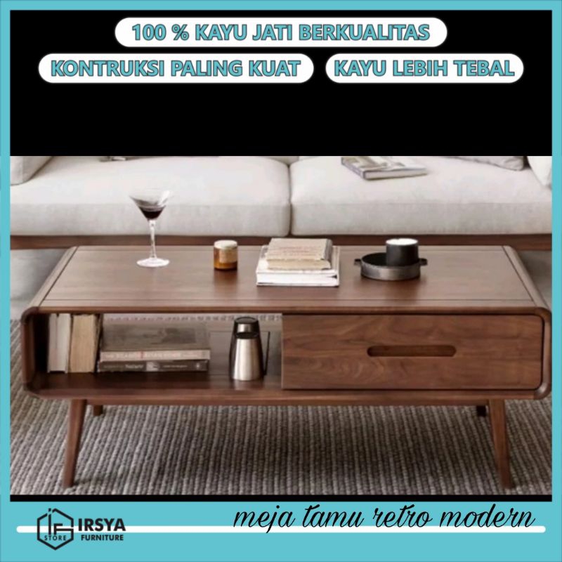 Jual Meja Tamu Retro Laci Minimalis Kayu Jati Meja Ruang Tv Meja Kopi ...