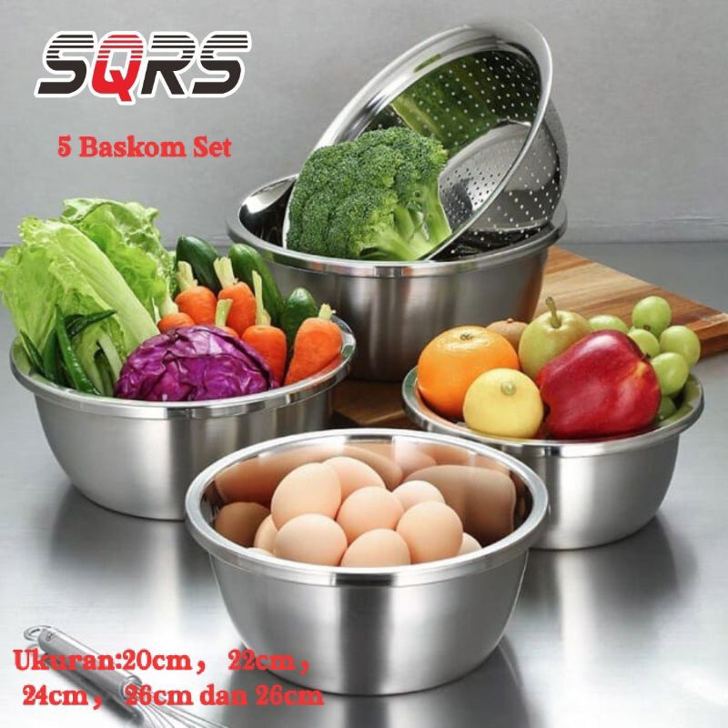 Jual BASKOM STAINLESS 5 SET (MULTIFUNGSI) | Shopee Indonesia