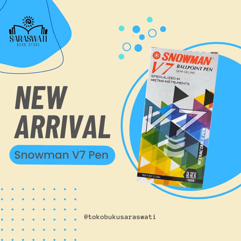 Jual Pulpen SNOWMAN V7 Hitam // Ballpoint SNOWMAN V7 (Harga Satuan ...