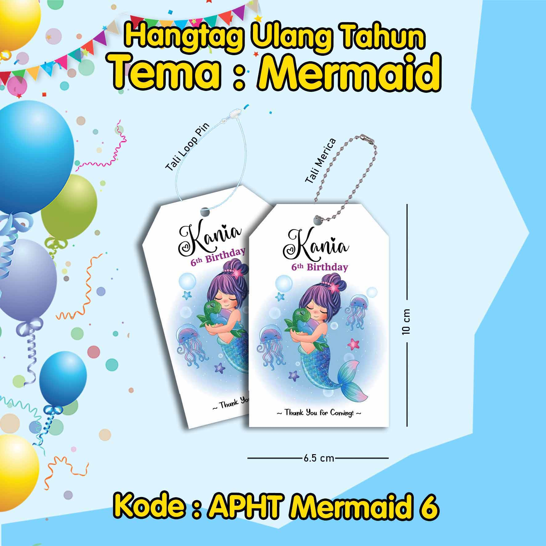 Jual alafaproject_id 8 Pcs Hangtag Ulang Tahun Birthday Tema Mermaid ...