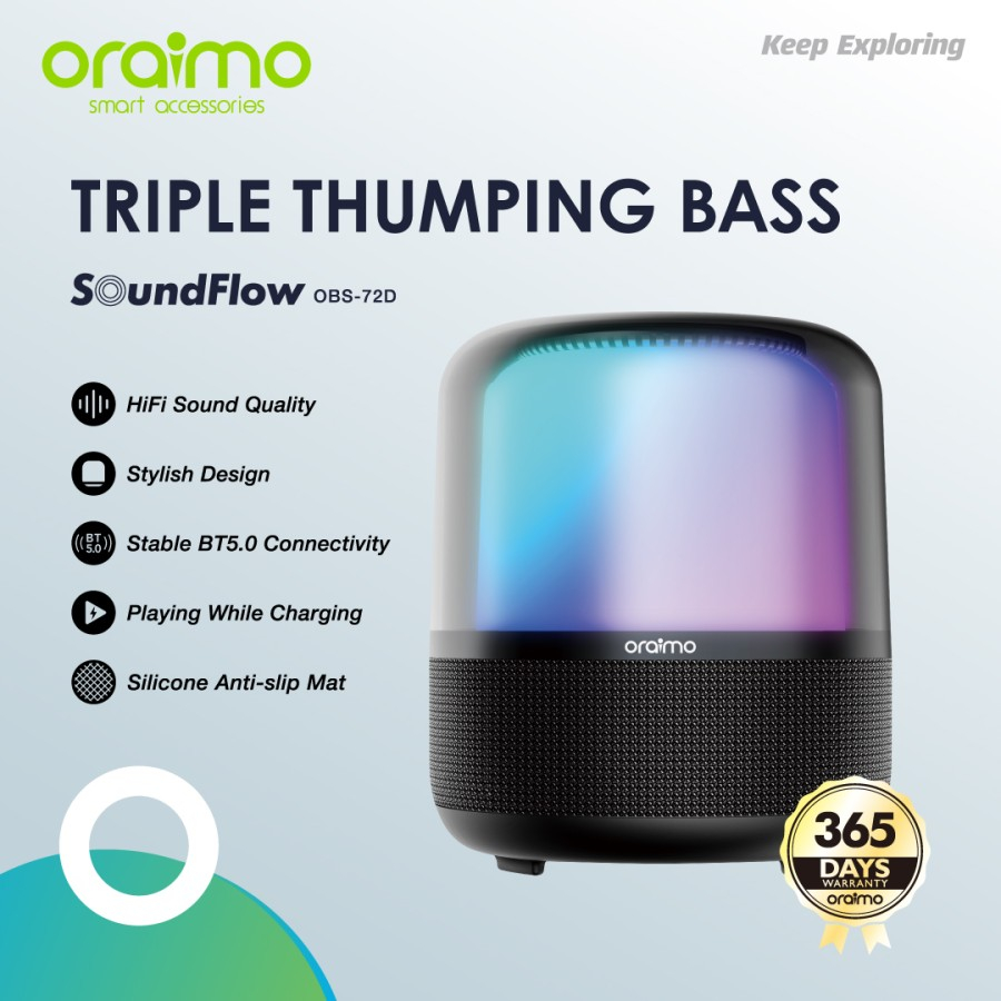 Jual Oraimo SoundFlow Wireless Bluetooth Speaker 360 Thumping Bass OBS ...