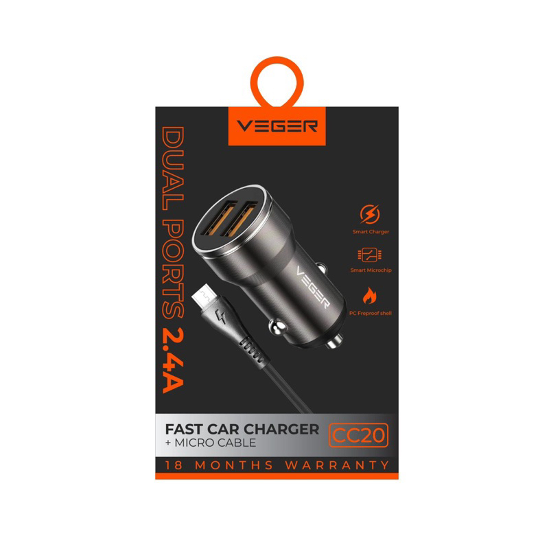 Jual Saver VEGER CC20 / Car charger VEGER CC20 2output 2.4A fast ...