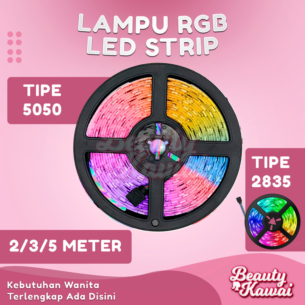 Jual LED Strip Dekorasi Kamar Rumah 2 3 M 5050 Waterproof Lampu Hiasan ...