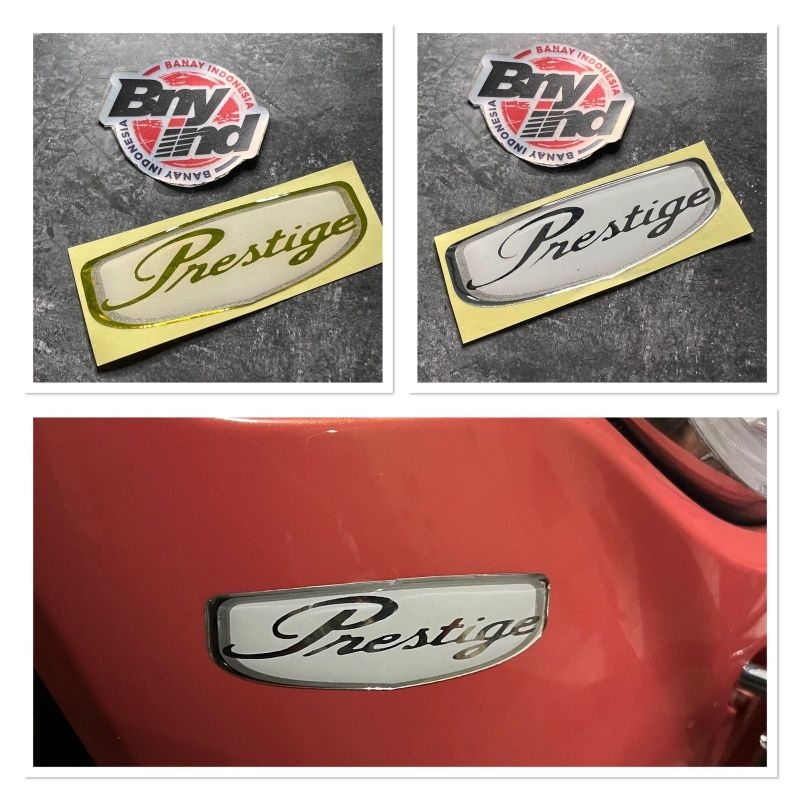 Jual Sticker Stiker Emblem PRESTIGE Putih Timbul | Shopee Indonesia