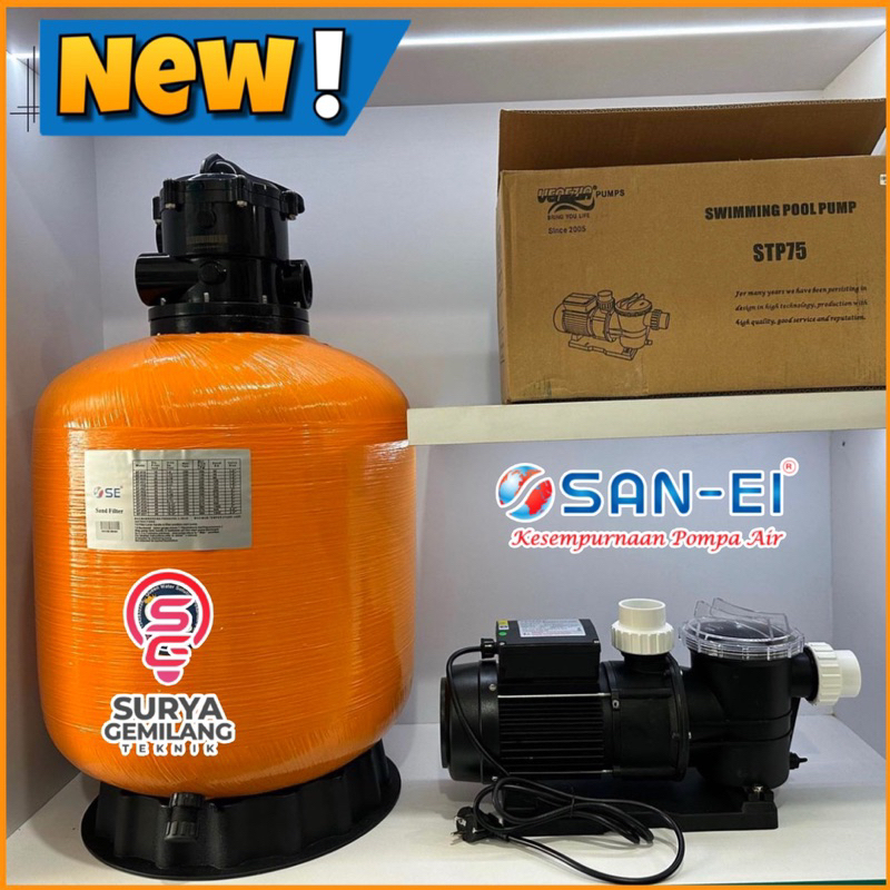 Jual Pompa Kolam Renang Venezia STP 75 3/4HP Paket Pompa Kolam Sand Filter Sanei 18in SF-018 ...
