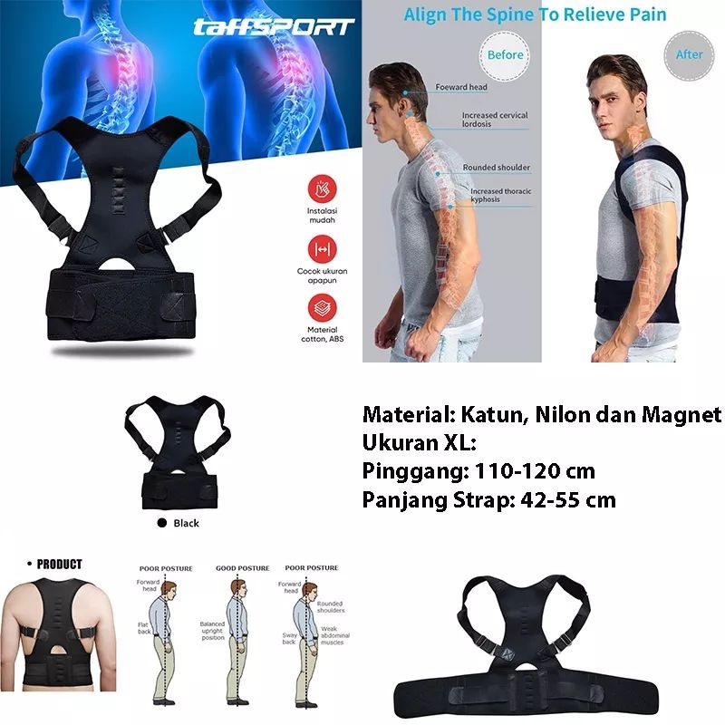 Jual Penyangga Punggung Shoulder Back Support Belt Posture Corrector Korset | Shopee Indonesia