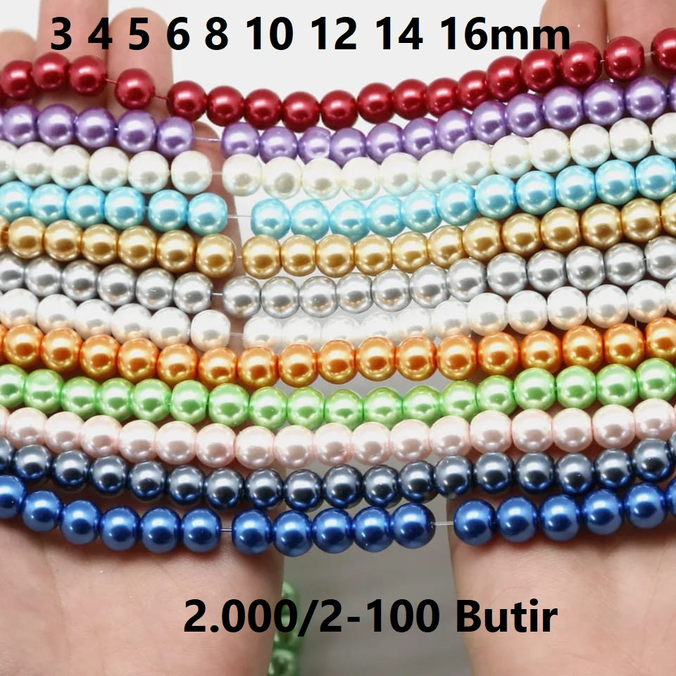 Jual Mutiara Sintetis (Mutiara Berat) Uk 4mm -16mm Harga/2-100Butir | Shopee Indonesia
