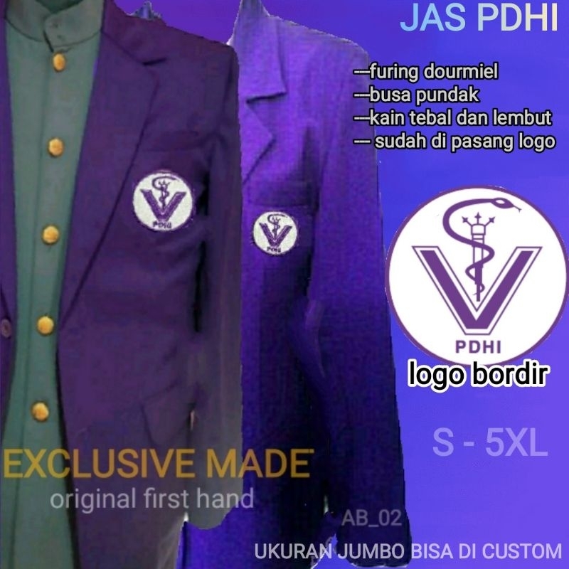Jual jas persatuan dokter hewan indonesia_jas PDHI ungu size xs-5xl ...