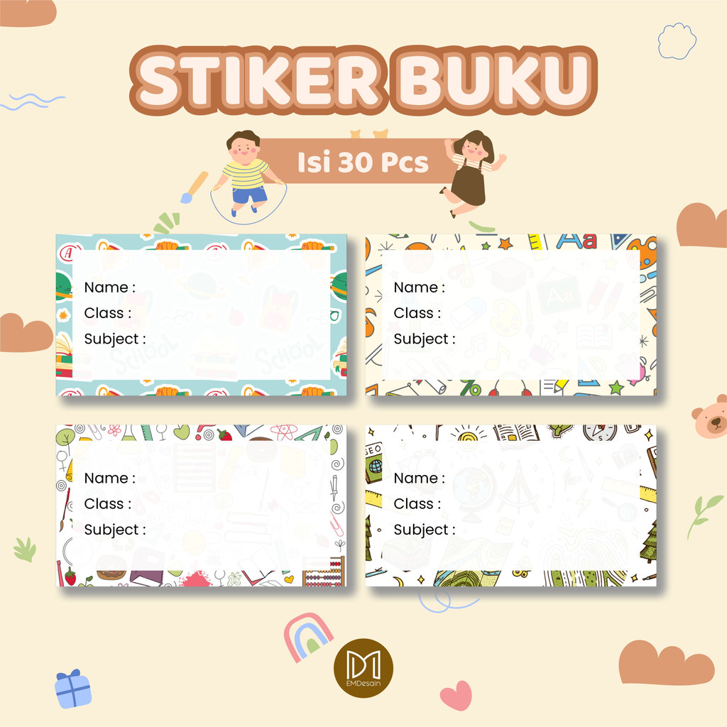 Jual ( 30 PCS ) STICKER LABEL BUKU PELAJARAN / MOTIF SEKOLAH /.STIKER ...
