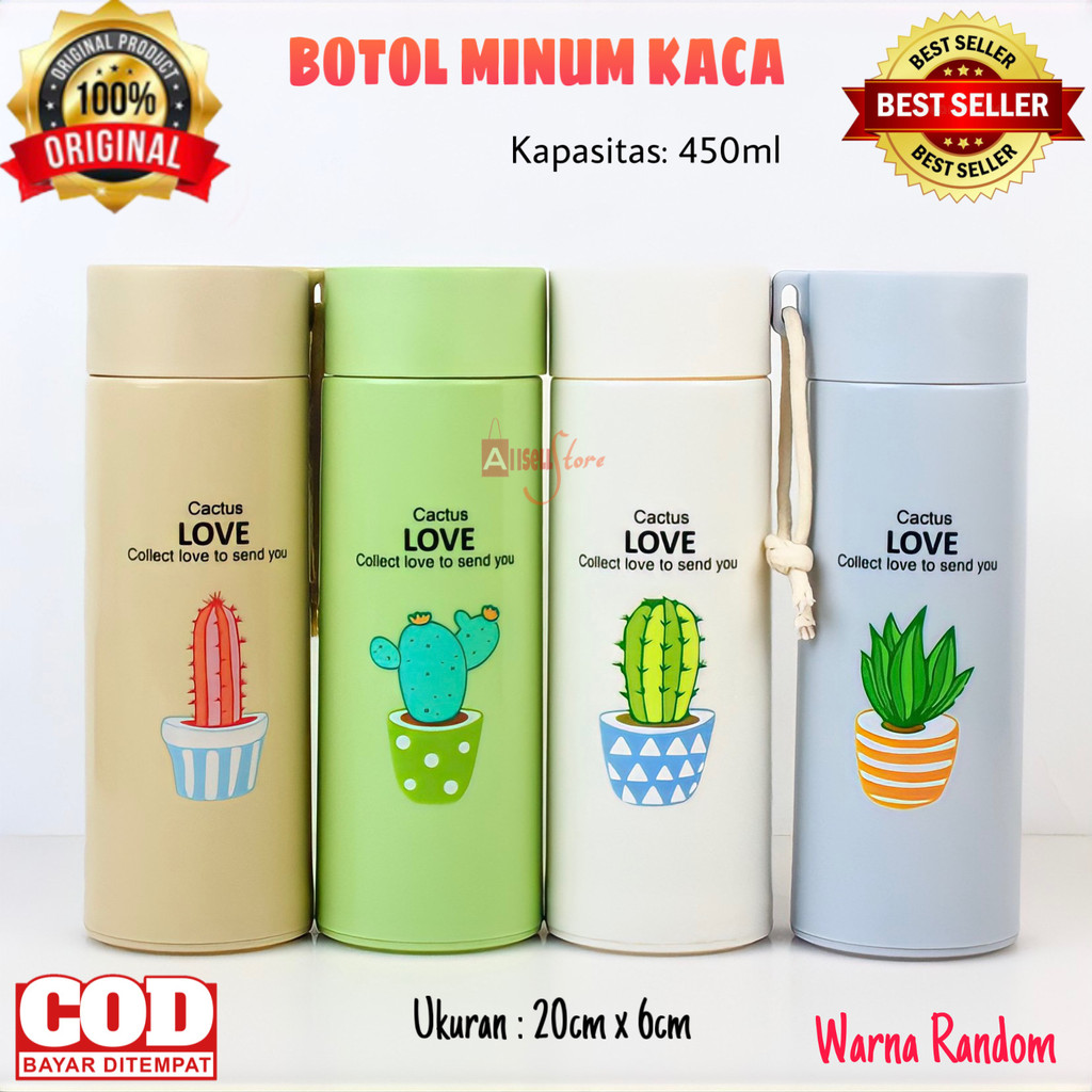 Jual ( BISA COD ) PROMO BOTOL MINUM KACA GLASS KAKTUS LUCU UNIK MY ...