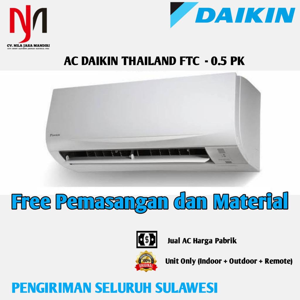 Jual AC DAIKIN FTC15NV14 AC SPLIT 1/2 PK SUPER MINI SPLIT STANDARD THAILAND PUTIH | Shopee Indonesia