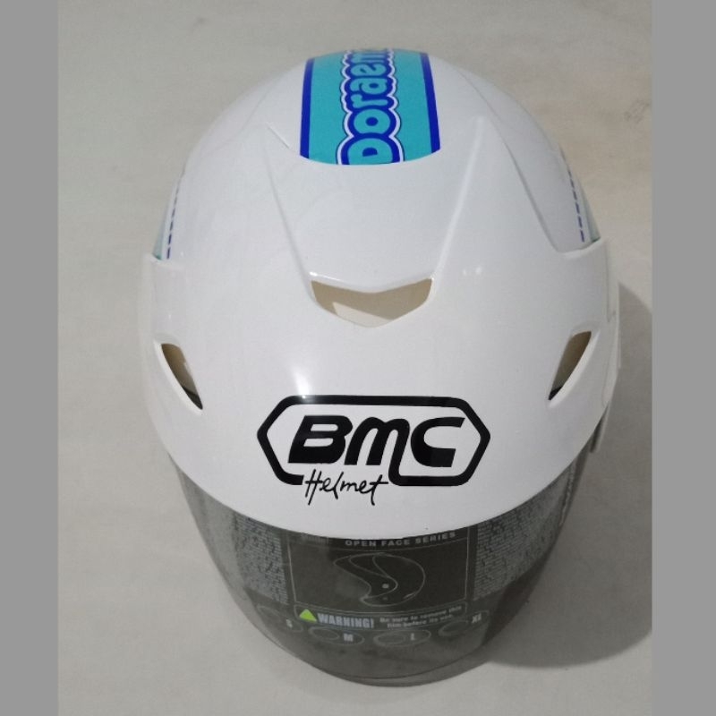 Jual BMC Suncity motif Doraemon City white blue helm BMC doraemon helm ...