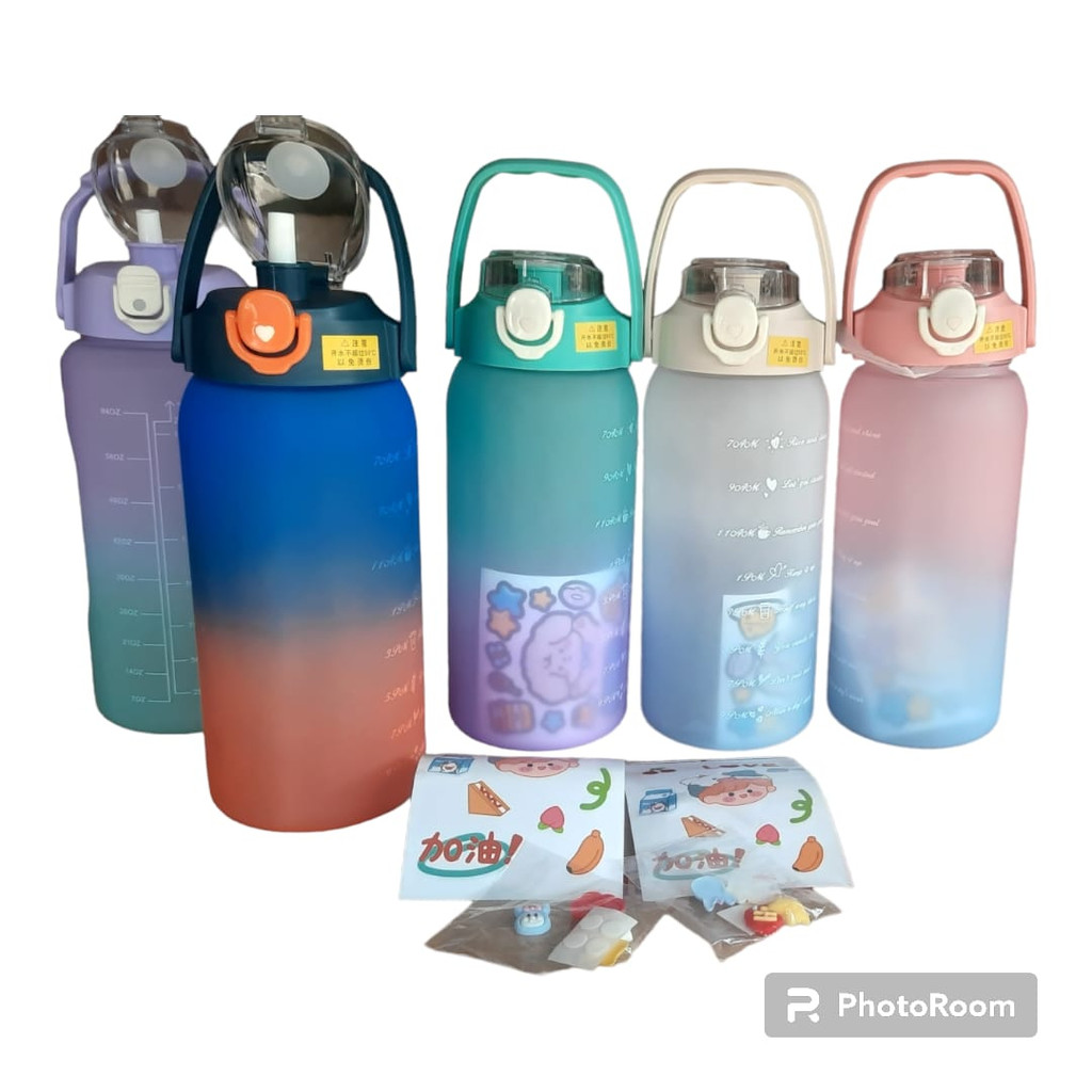 Jual Botol minum viral 2000 liter free sticker 2D dan 3D | Shopee Indonesia