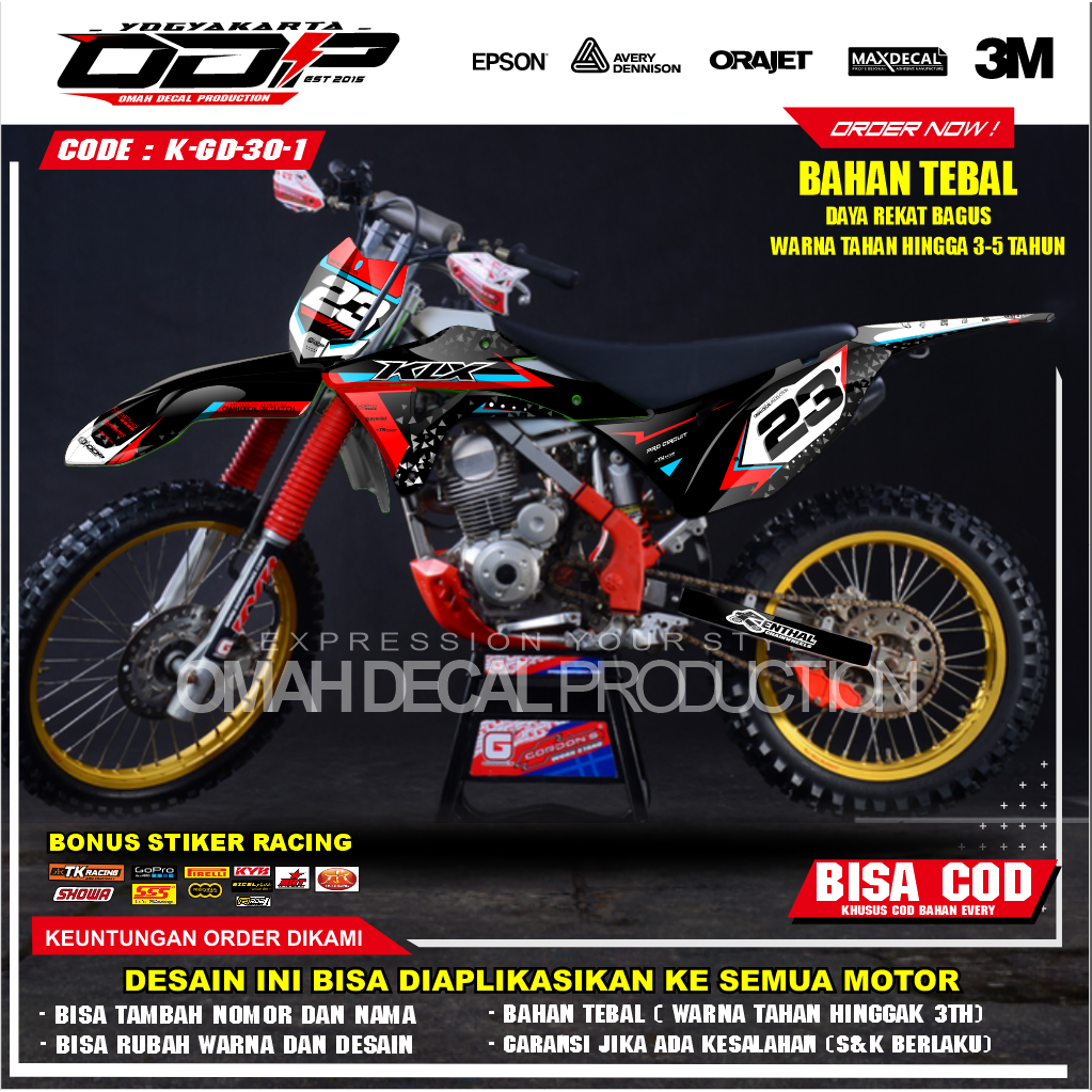Jual DECAL GORDON FULL BODY AKSESORIS VARIASI STICKER MOTOR KAWASAI KLX ...