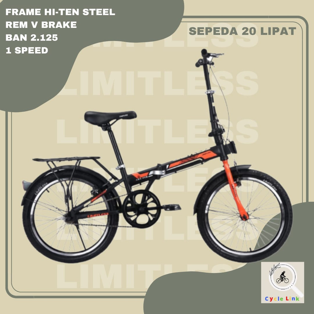 Jual Sepeda Lipat 20 Inch Folding Bike Steel Frame Besi Limitless V ...