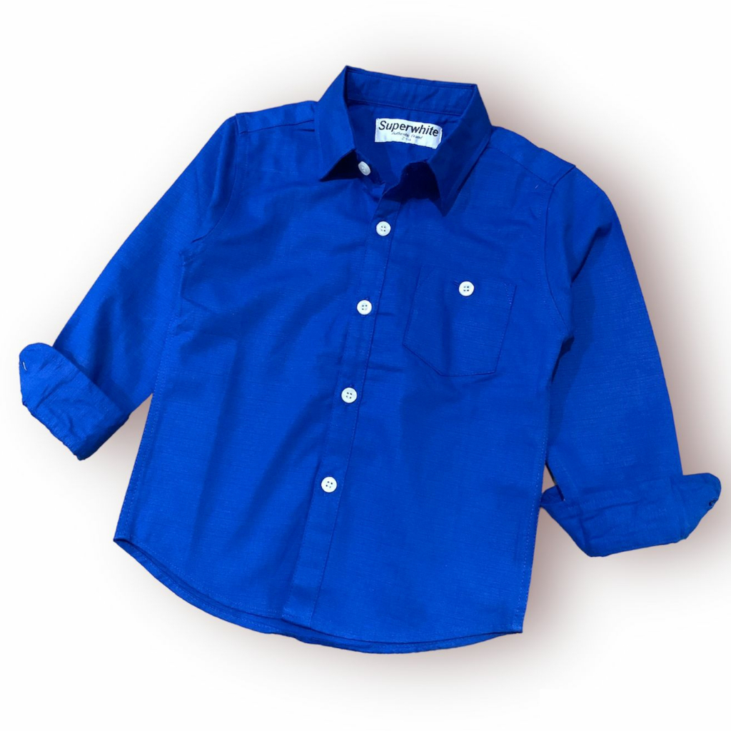 Jual Kemeja anak 1-12 tahun lengan panjang warna biru (biru BCA) bahan ...