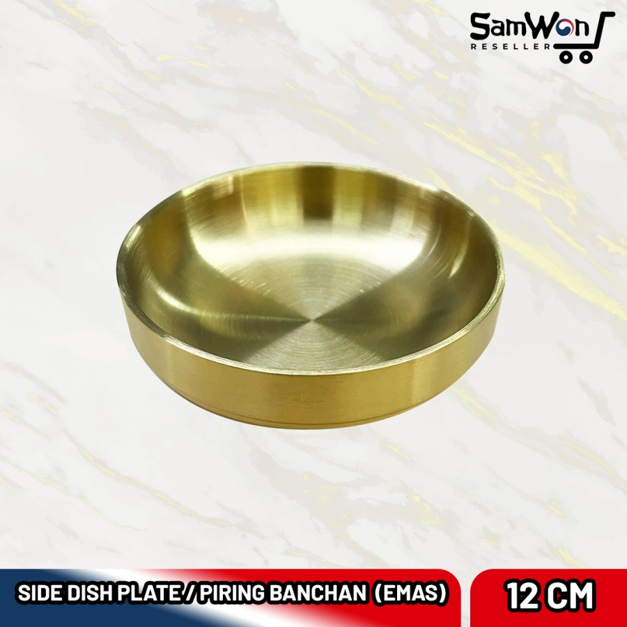 Jual Piring Banchan (GOLD) Korea Side Dish Plate Stainless 12 cm (EMAS ...