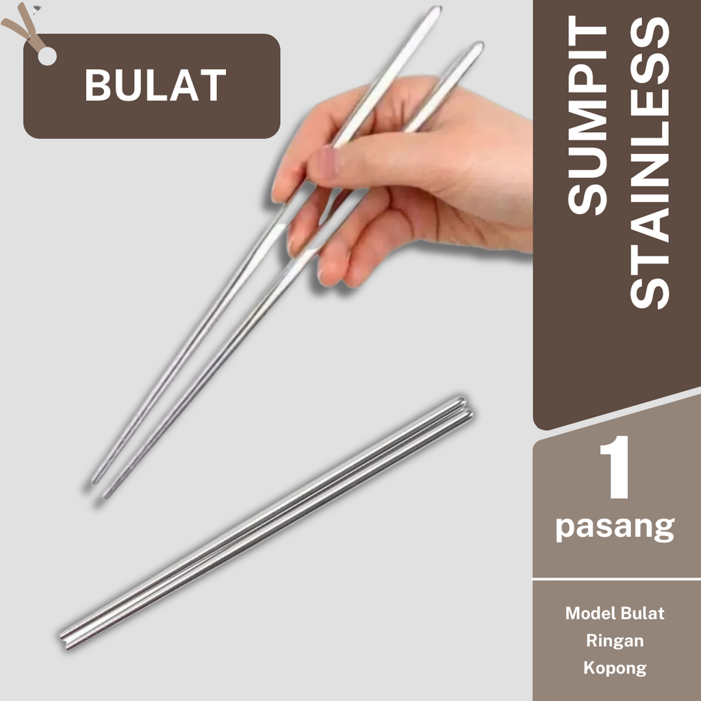 Jual 1 Pasang Sumpit Korea BULAT Stainless / Korean Chopstick Bulat ...