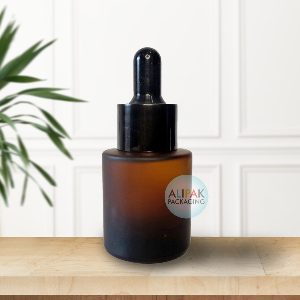 Jual BOTOL SERUM PIPET 20ML KACA COKLAT DOF / FROSTED BAHU DATAR | Shopee Indonesia