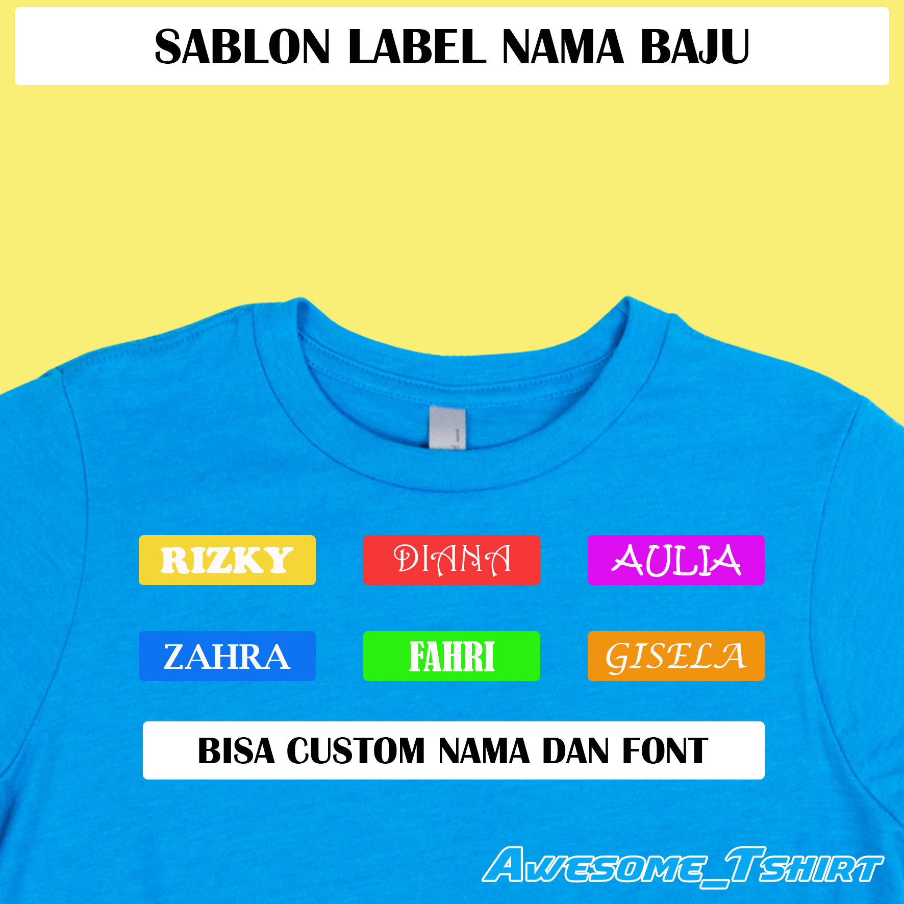 Jual Stiker Sablon DTF Label Nama Baju Anak Sekolah | Pesantren | Name ...