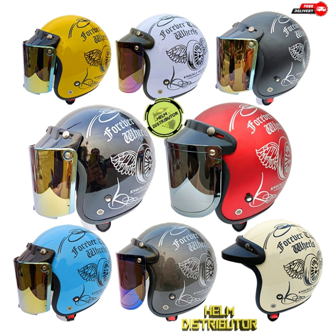 Jual Helm Bogo Dewasa Motif Kaca Datar Pelangi,Silver,Hitam,Bening ...
