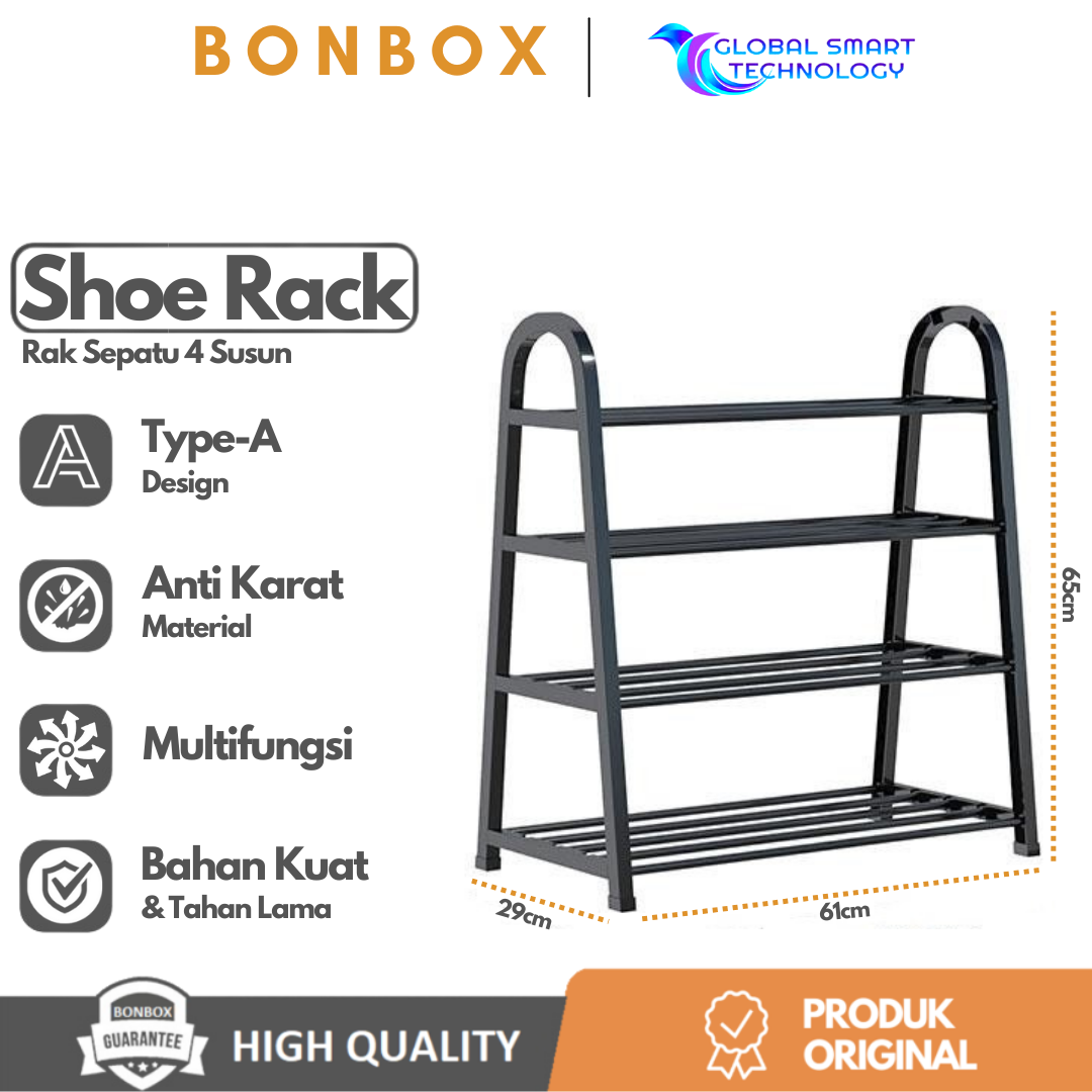 Jual BONBOX BFS701 Shoe Rack Rak Sepatu Sendal Rak Serbaguna 4 Susun ...