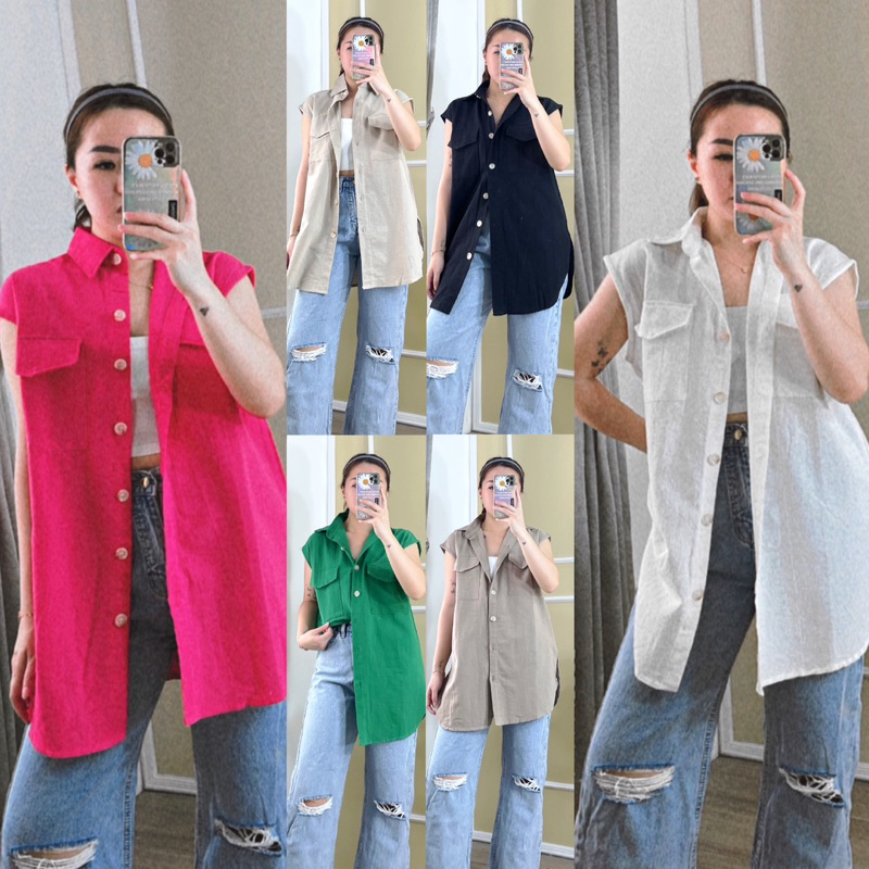 Jual REAL PICT ATASAN / VEST KEKINIAN OUTER LINEN KODE 2201 | Shopee ...