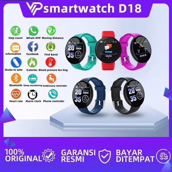 Jual OCD VIP SmartWatch D18 Smart Watch Olahraga Tahan Air Pria dan ...