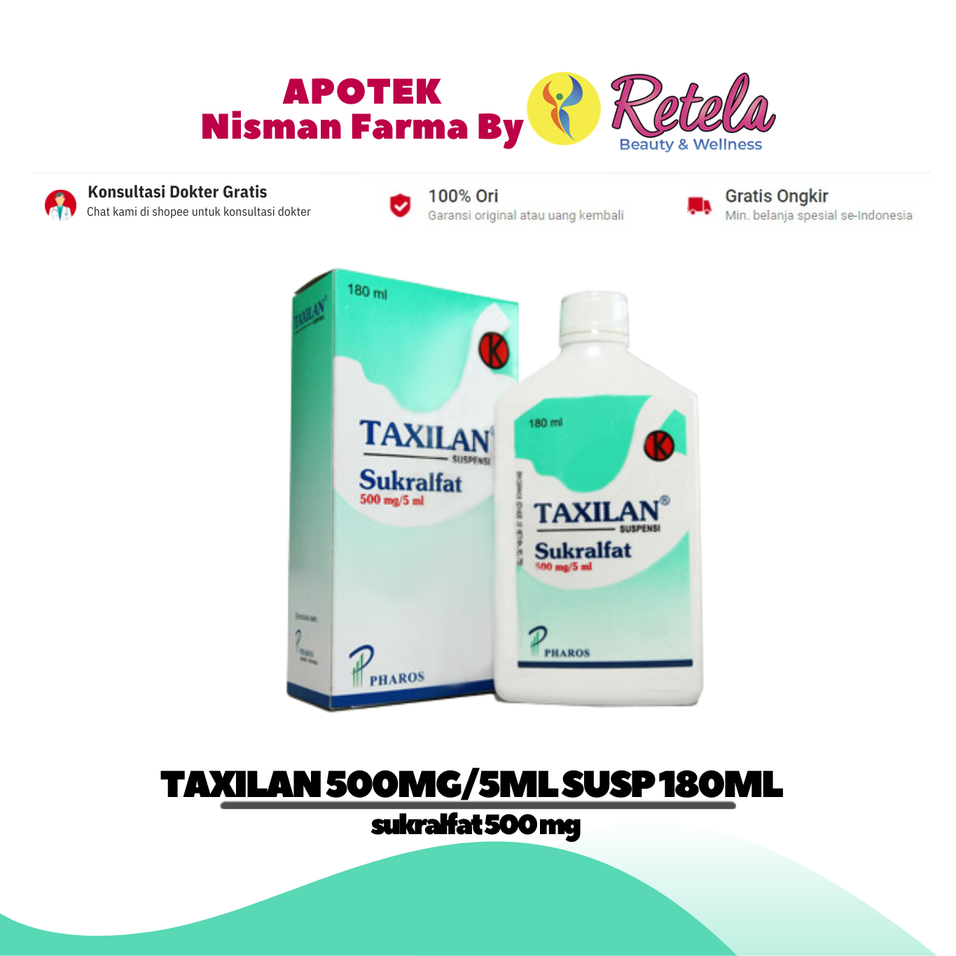 Jual TAXILAN 500MG/5ML SUSP 180ML ( SUKRALFAT 500 MG ) | Shopee Indonesia