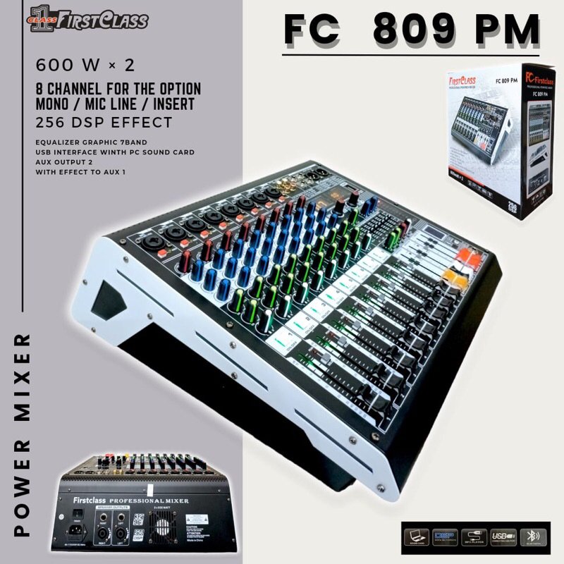 Jual POWER MIXER FIRSTCLASS FC 809 PM / 809PM / FC809 PM (ORIGINAL)600w ...