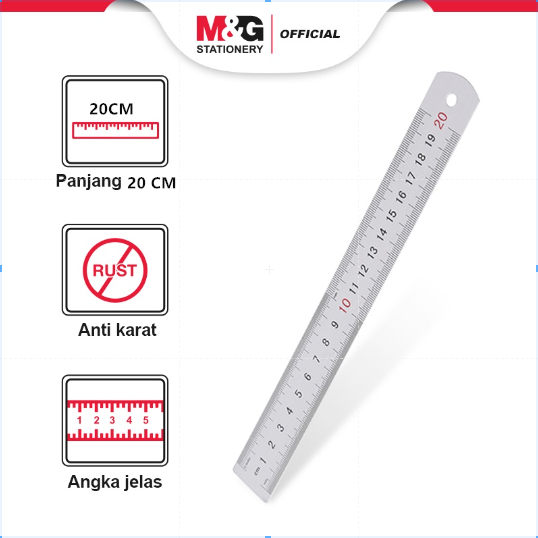 Jual M&G Penggaris Besi Aluminium Alloy Ruler 20cm | Shopee Indonesia