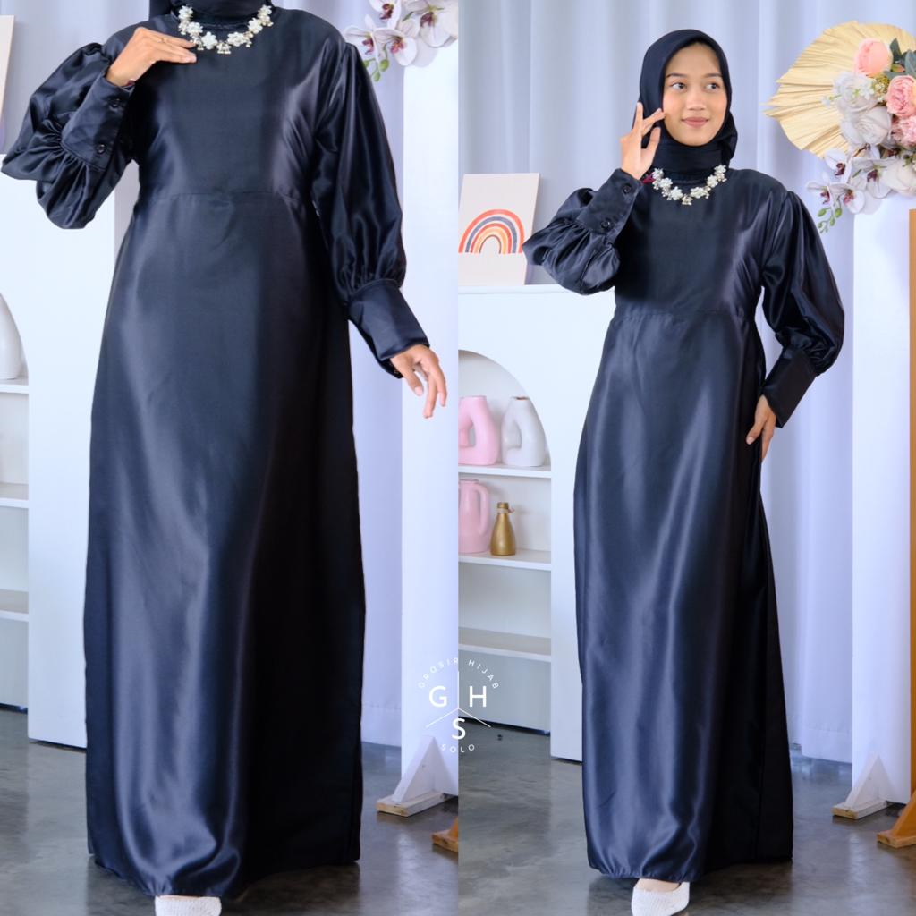 Jual (AMD) GAMIS JEJE ATASAN WANITA TALI SERUT DRESS SATIN SILK ...