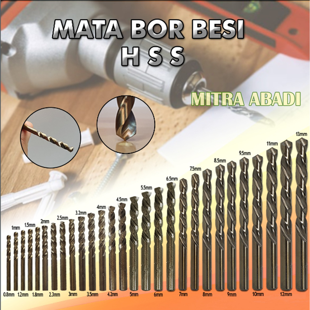 Jual Mata Bor Besi HSS 0,8mm 1mm 1,2mm 1,5mm 1,8mm 2mm | Shopee Indonesia
