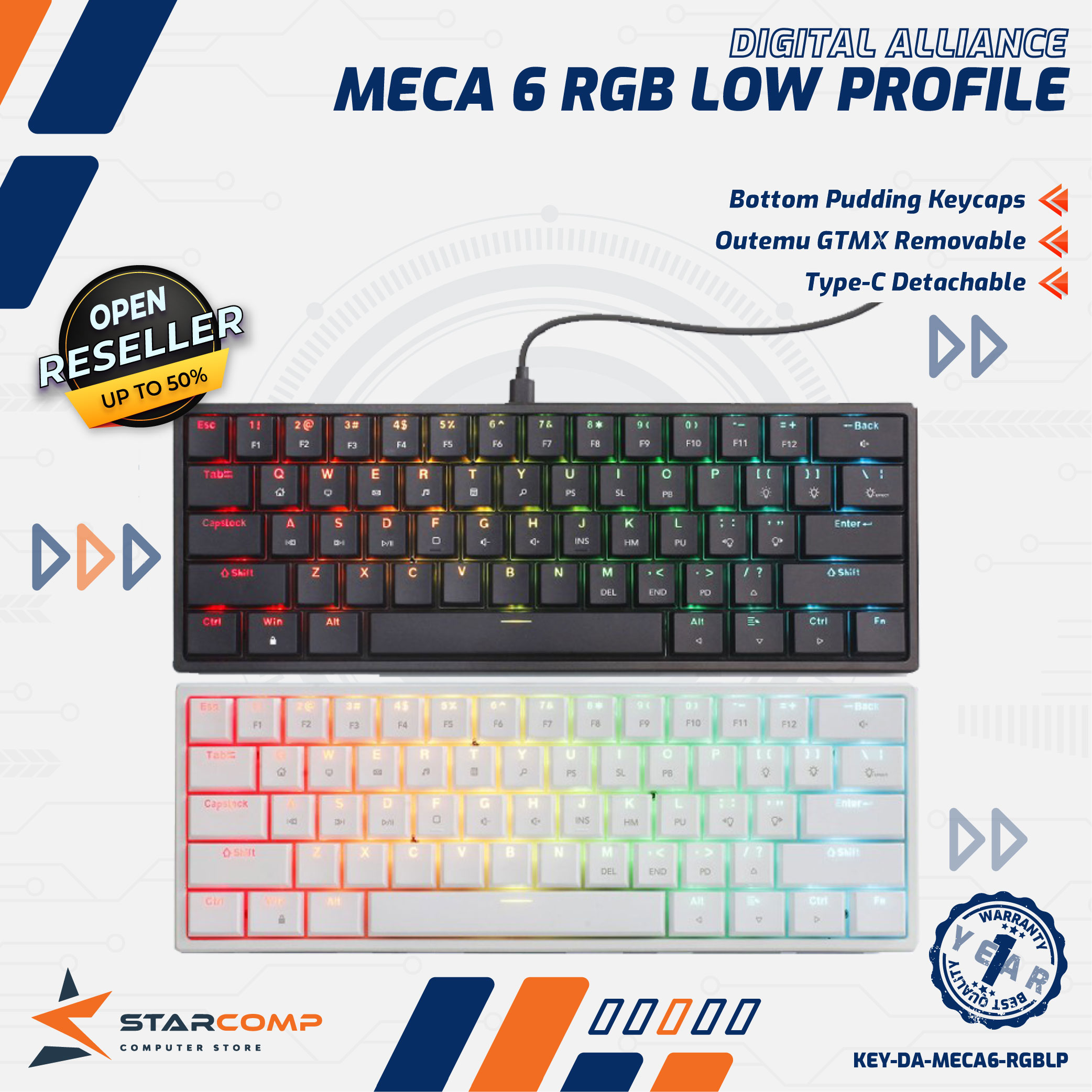 Jual Digital Alliance Meca 6 RGB Low Profile 60% Mechanical Gaming ...