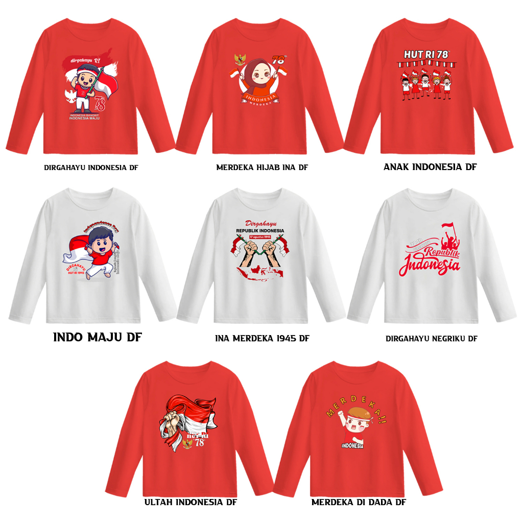 Jual Little Sun Kaos Anak Lengan Panjang HUT RI Dirgahayu Indonesia / Kaos Distro Independence ...