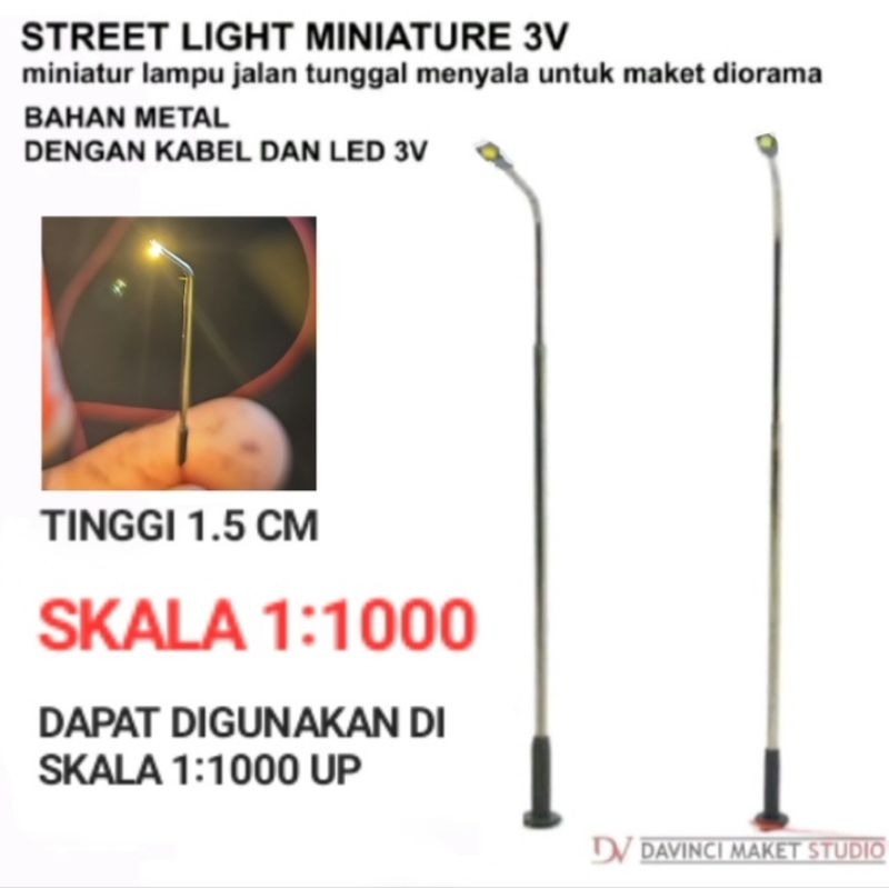 Jual Miniatur Lampu Penerangan Jalan Umum Tunggal Menyala LED 3v Maket ...
