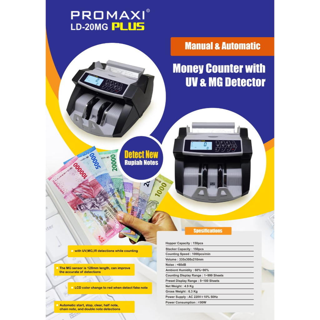 Jual Penghitung Uang Promaxi LD 20 MG PLUS Counter Promaxi LD-20MG PLUS | Shopee Indonesia