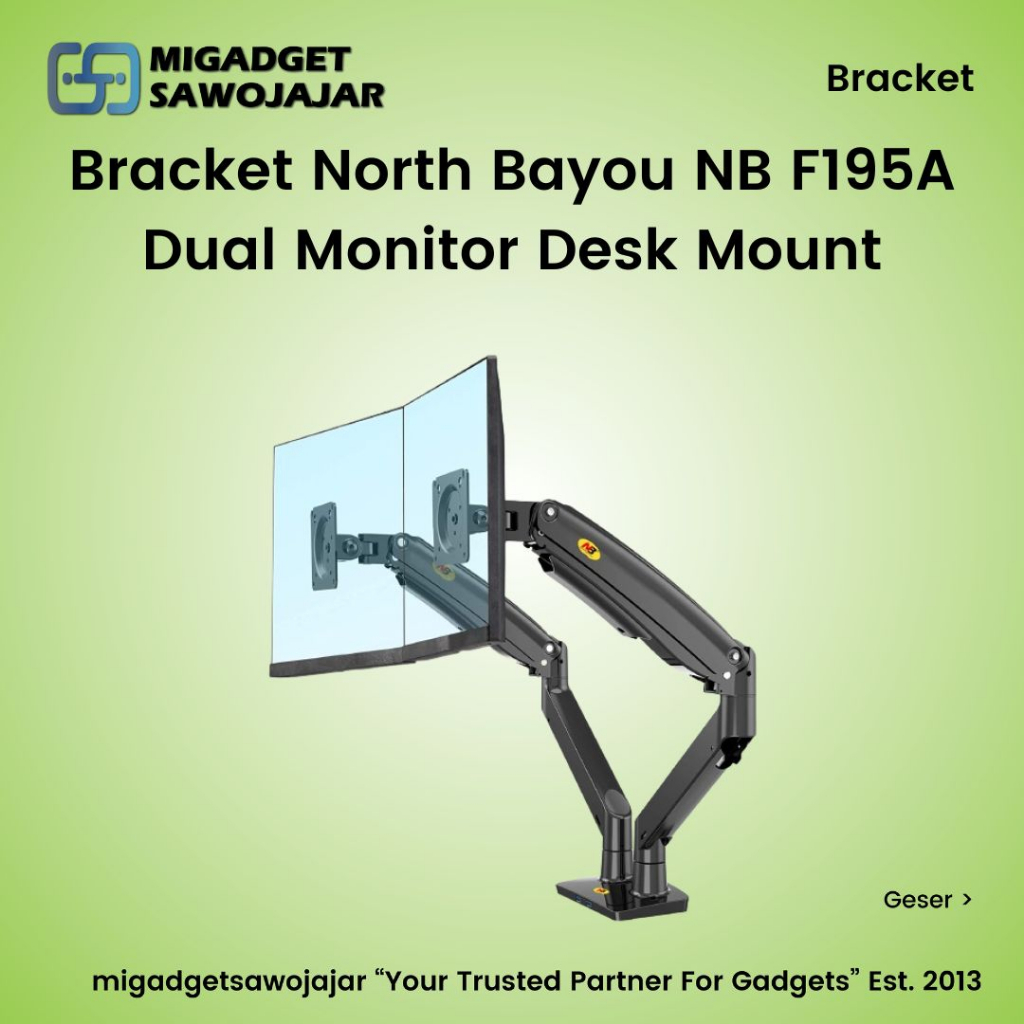 Jual Bracket LCD NB F195A North Bayou Dual Monitor Desk Mount | Shopee ...