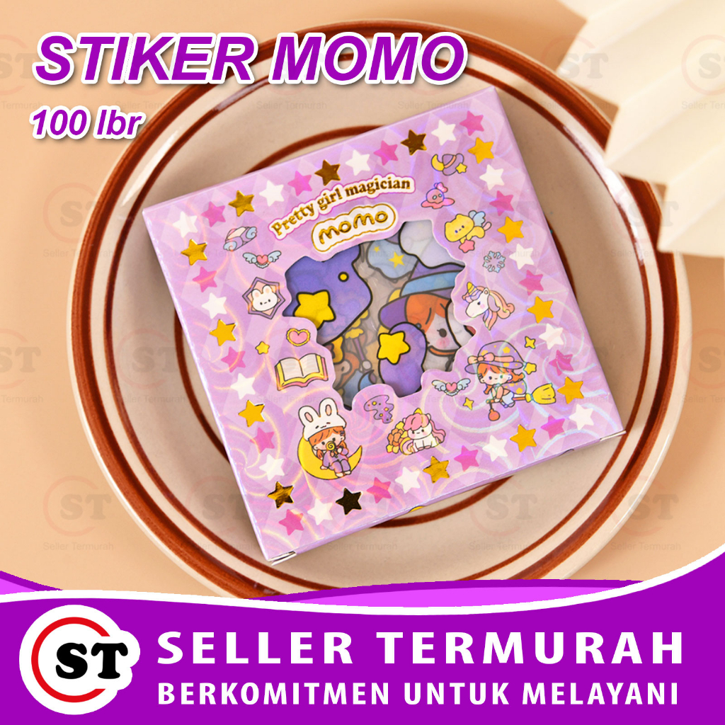 Jual MOMO Stiker Korea Lucu isi 100 Lembar Sticker Deco Aesthetic ...
