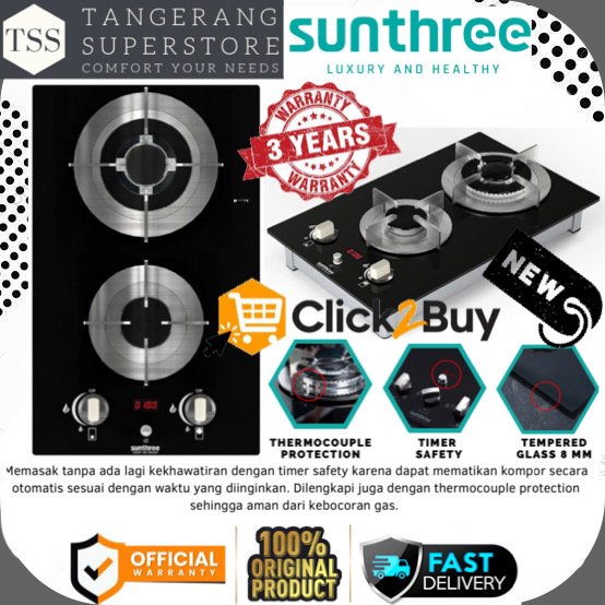 Jual Sunthree Kompor Gas Gh 2t St Gh2t St 2 Tungku Tanam Timer