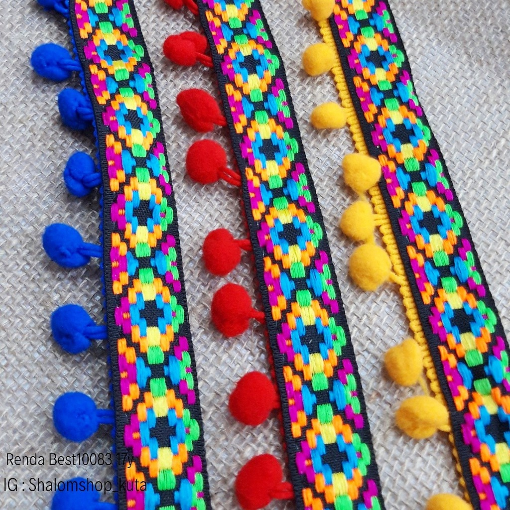 Jual RENDA BAKSO 10083 / RENDA POM POM / RENDA BULAT VARIASI/ROLL AN ...