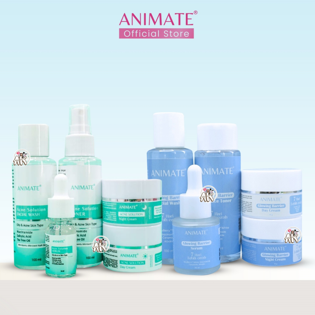 Jual ANIMATE ACNE / GLOWING SERIES ECERAN ( CREAM DAY & NIGHT / TONER ...
