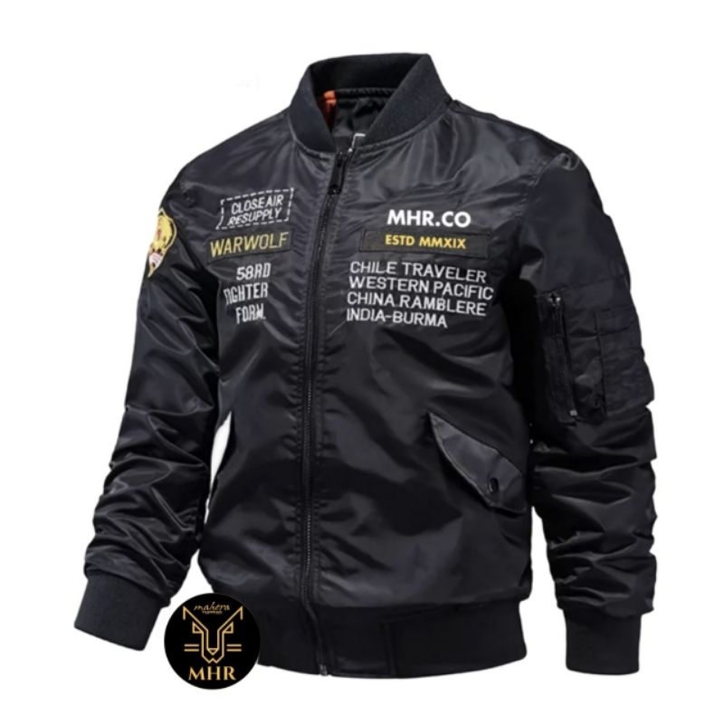 Jual JAKET PRIA BOMBER CASUAL HITAM TASLAN TAHAN AIR DAN ANGIN JAKET ...