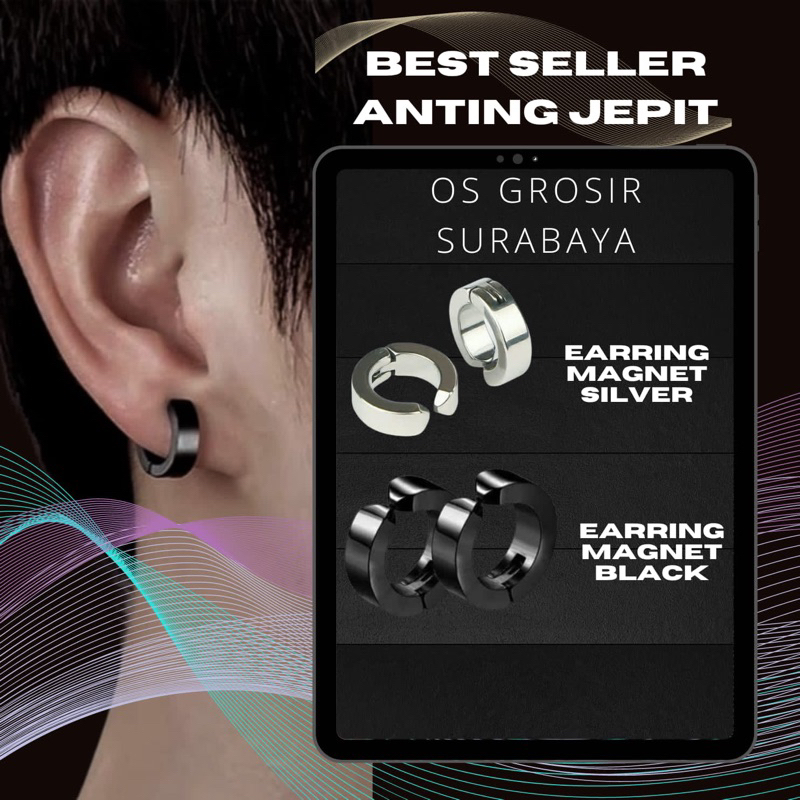 Jual ATG001/002 anting magnet anting jepit pria titanium tanpa tindik ...
