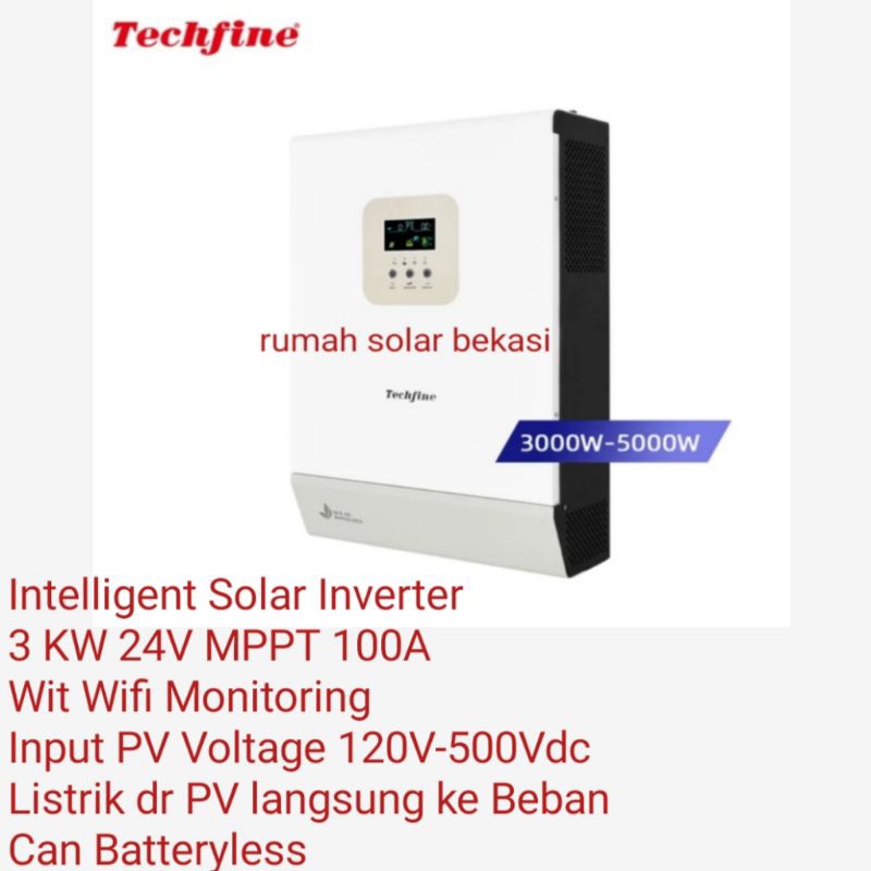 Jual Techfine Solar Inverter Hybrid 3KW 24V MPPT 100A With Wifi ...