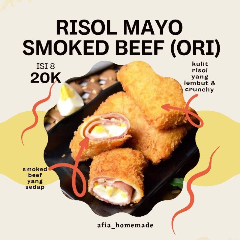 Jual Risol Mayo Ori isi 8, isian smoked beef (frozen siap masak ...