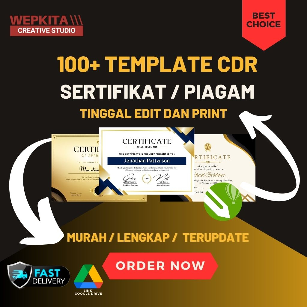 Jual 100+ Desain Template Sertifikat CDR Siap EDIT dan Print Cocok ...